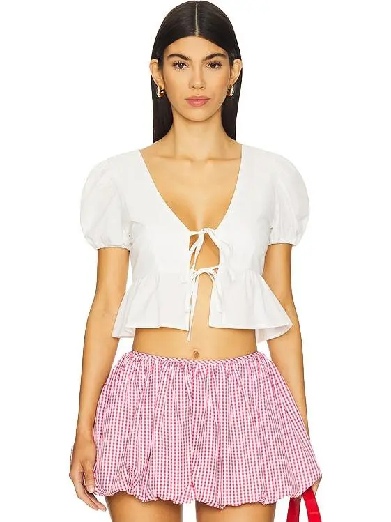 MORE TO COME Shiloh Puff Sleeve Top - White