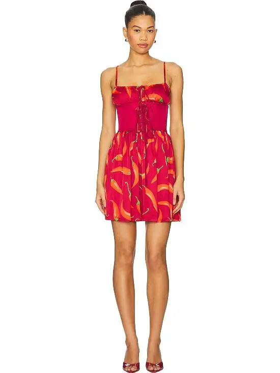 LESLIE AMON Slip Corset Mini Dress - Red Chilly