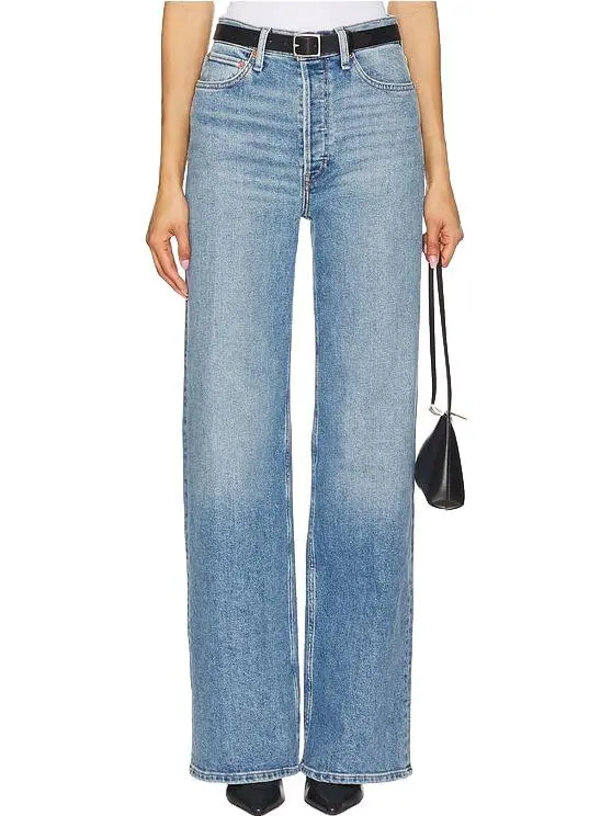 RE/DONE 70s Ultra High Rise Wide Leg Jeans - Blue