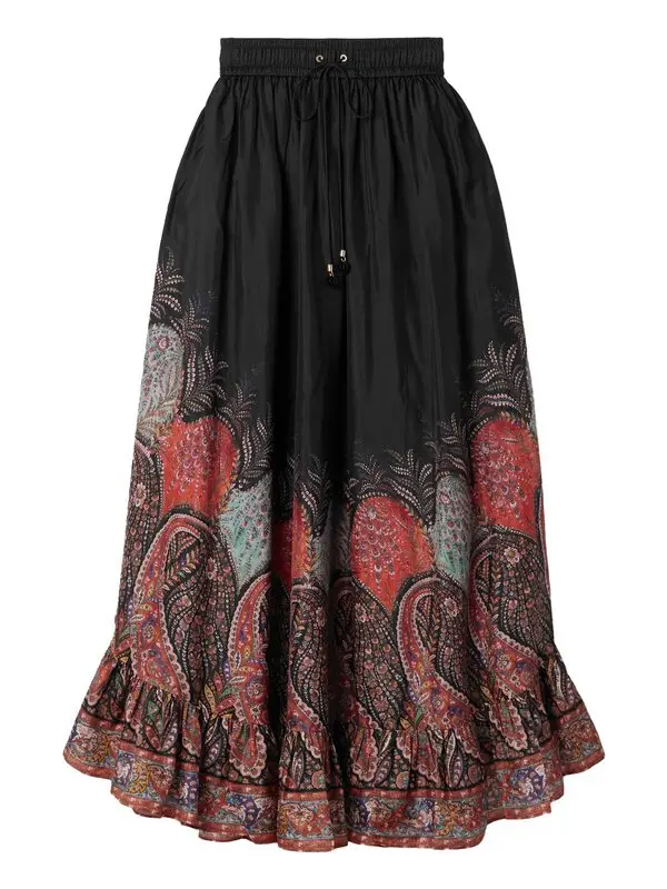 Zimmermann Rhiannon Paisley-print Maxi Skirt - Black