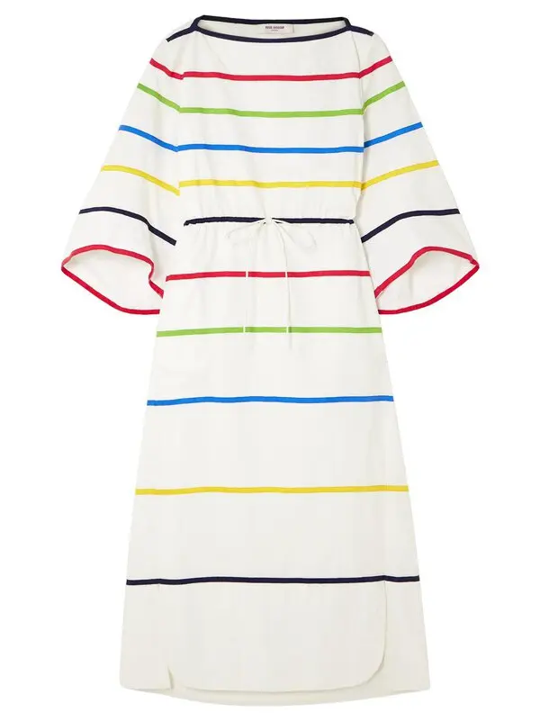 Rosie Assoulin Ribbon Grosgrain-trimmed Cotton-poplin Midi Dress - White