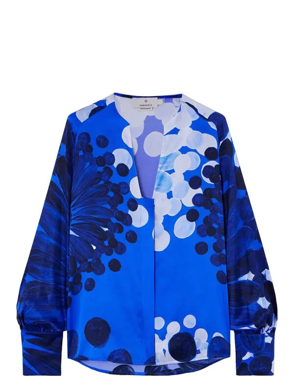 Themis Z Nefeli Printed Silk-satin Shirt - Blue