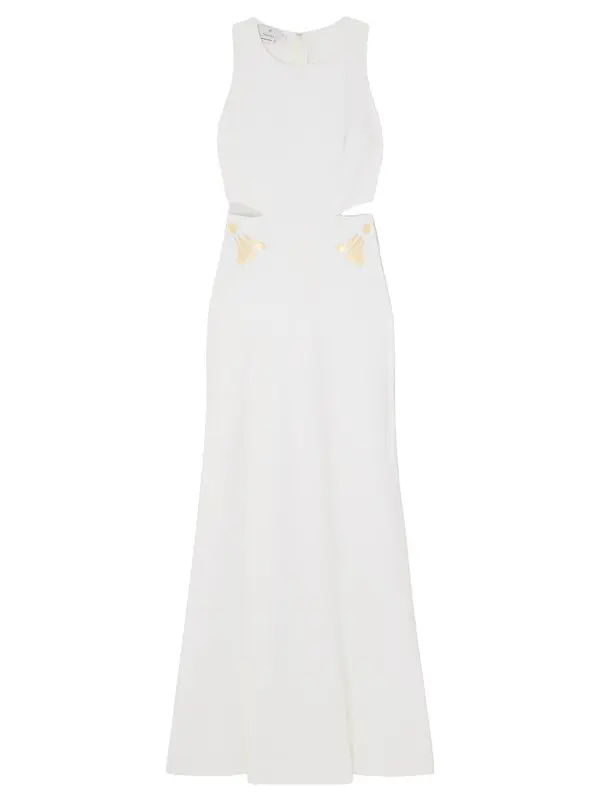 Themis Z Kallos Cutout Printed Maxi Dress - White