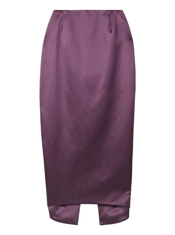 WIEDERHOEFT Wasp Cotton And Silk-blend Duchesse-satin Midi Skirt - Purple