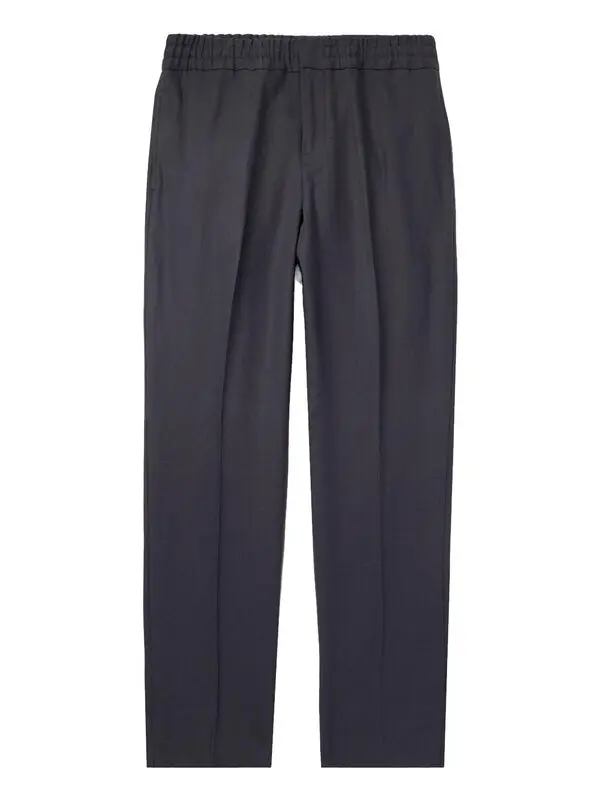 Zegna Straight-leg Linen-twill Trousers - Blue