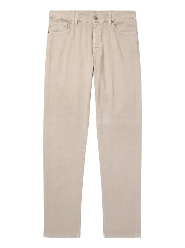 Zegna Roccia Slim-fit Linen-blend Trousers - Neutrals