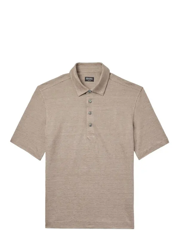 Zegna Linen Polo Shirt - Neutrals