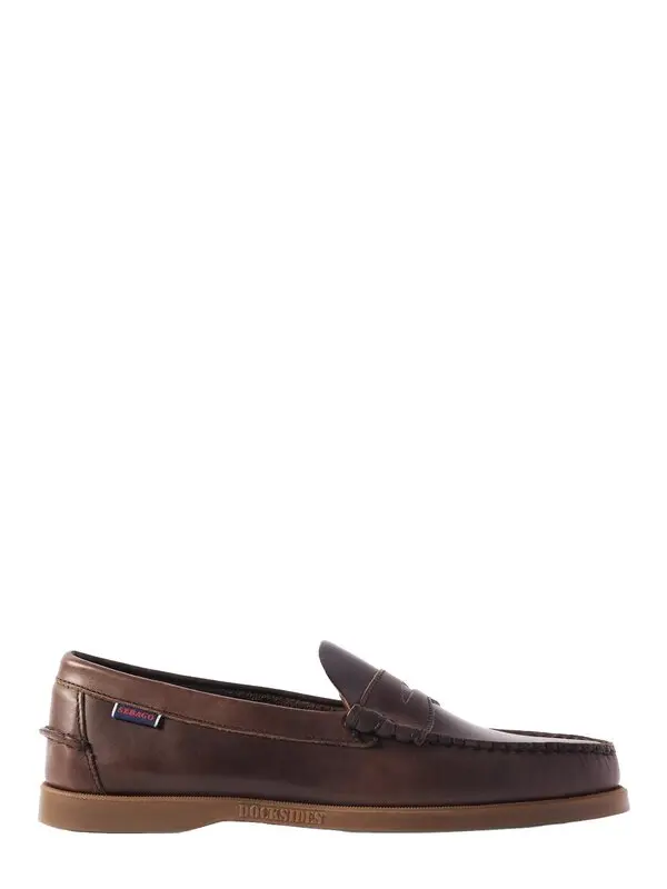 SEBAGO Dolphin Waxed-leather Penny Loafers - Brown