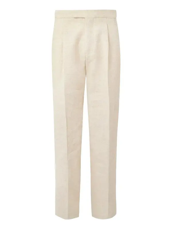 Zegna Straight-leg Linen-blend Trousers - Neutrals