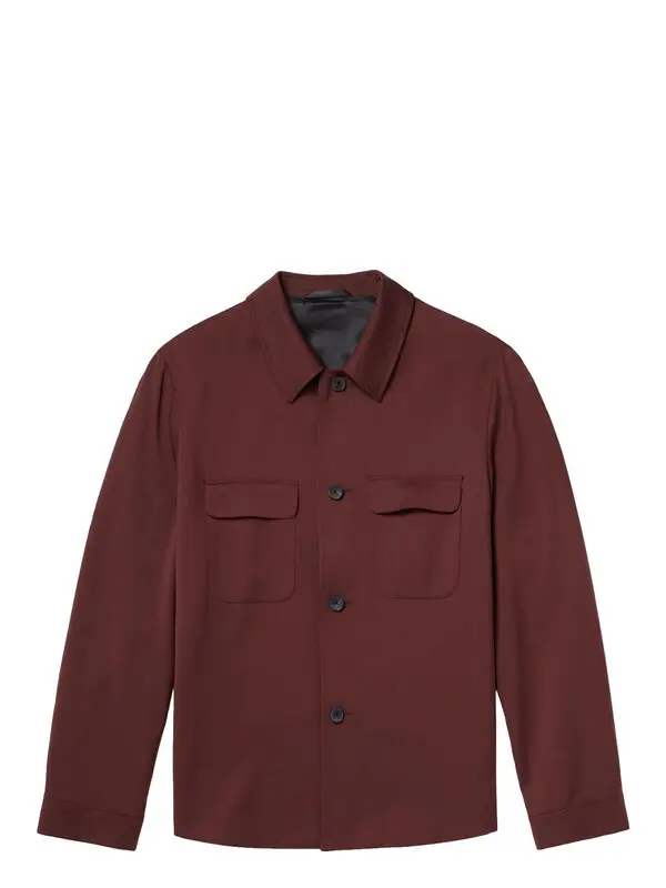 Mr P. Wool-twill Overshirt - Burgundy