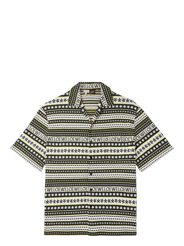 Loewe Paula's Ibiza Camp-collar Jacquard-knitted Cotton Shirt - Yellow