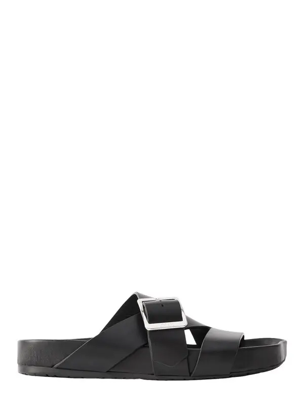 Loewe Paula's Ibiza Ease Buckled Leather Slides - Black