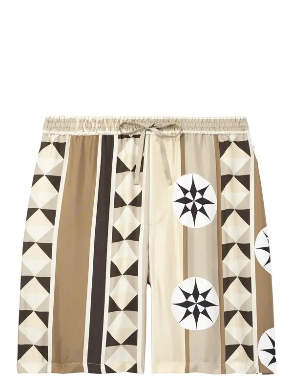 Loewe Straight-leg Printed Silk Shorts - Neutrals