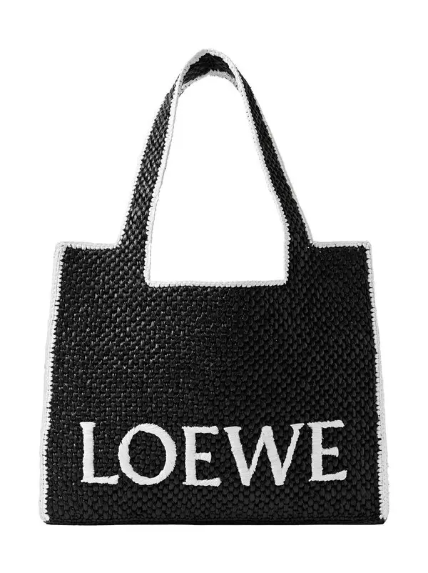 Loewe Paula’s Ibiza Logo-embroidered Raffia Tote Bag - Black