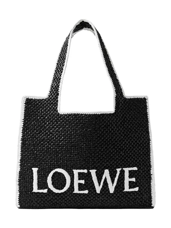 Loewe Paula’s Ibiza Logo-embroidered Raffia Tote Bag - Black