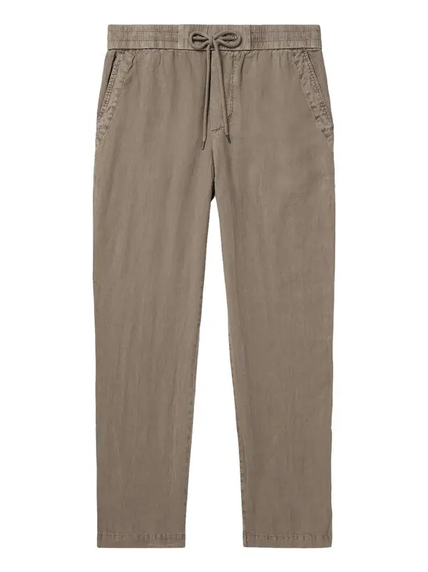 JAMES PERSE Straight-leg Garment-dyed Linen Trousers - Brown