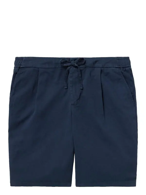 Frescobol Carioca Rui Straight-leg Cotton-blend Twill Drawstring Shorts - Blue