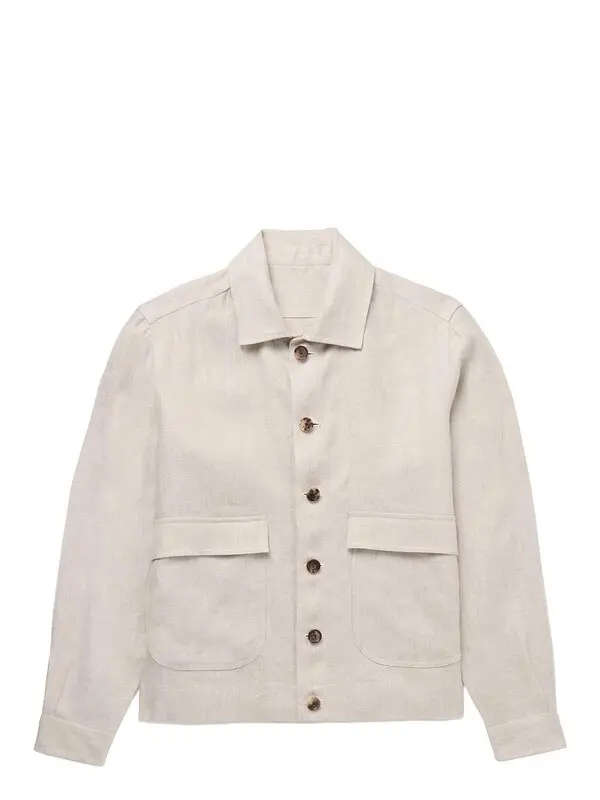 DE PETRILLO Linen-twill Overshirt - Neutrals