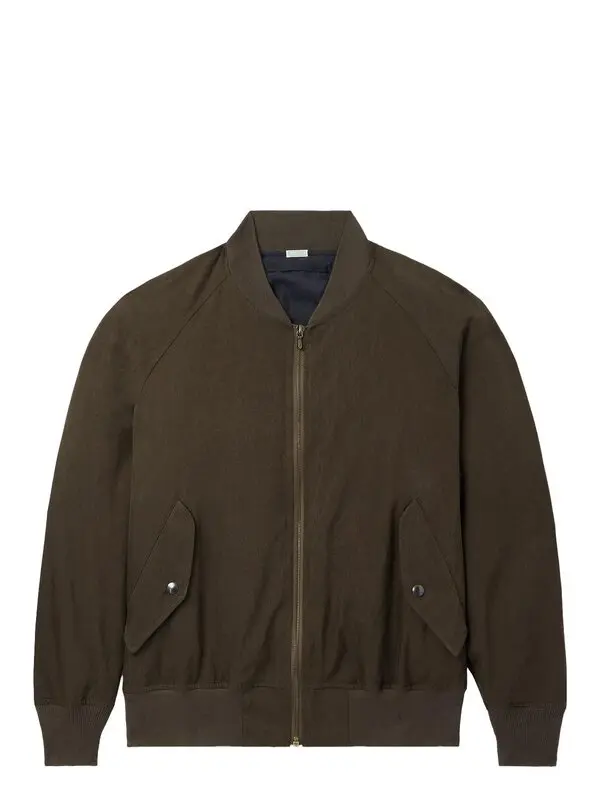 A.PRESSE Silk And Cotton-blend Bomber Jacket - Green