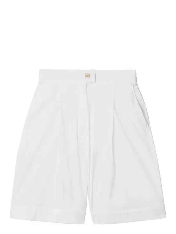 Max Mara Sultano Pleated Cotton-blend Poplin Shorts - White
