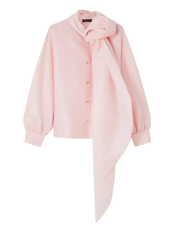 Loro Piana Patricia Tie-neck Blouse - Pink