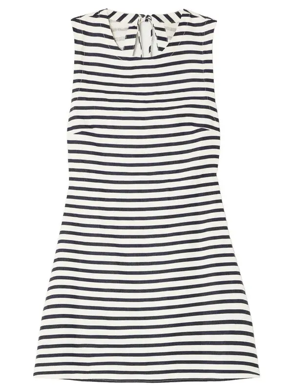 Faithfull The Brand Julia Striped Linen Mini Dress - Blue