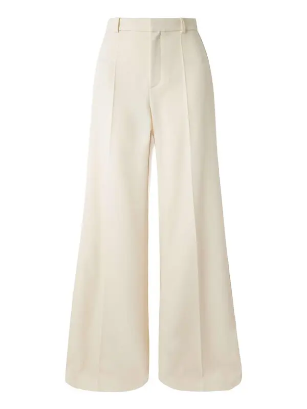 Chloé Wool-twill Wide-leg Pants - White