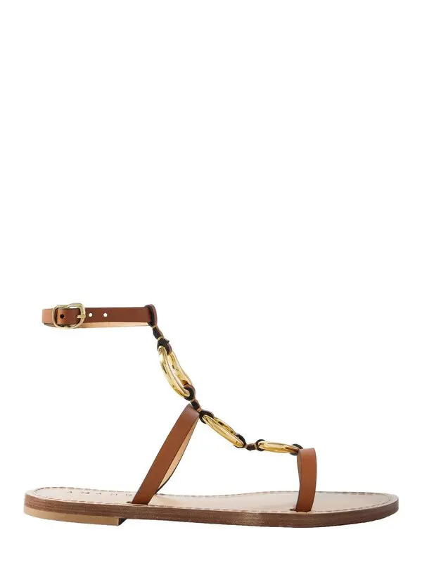 AMANU The Bazaruto Embellished Leather Sandals - Brown