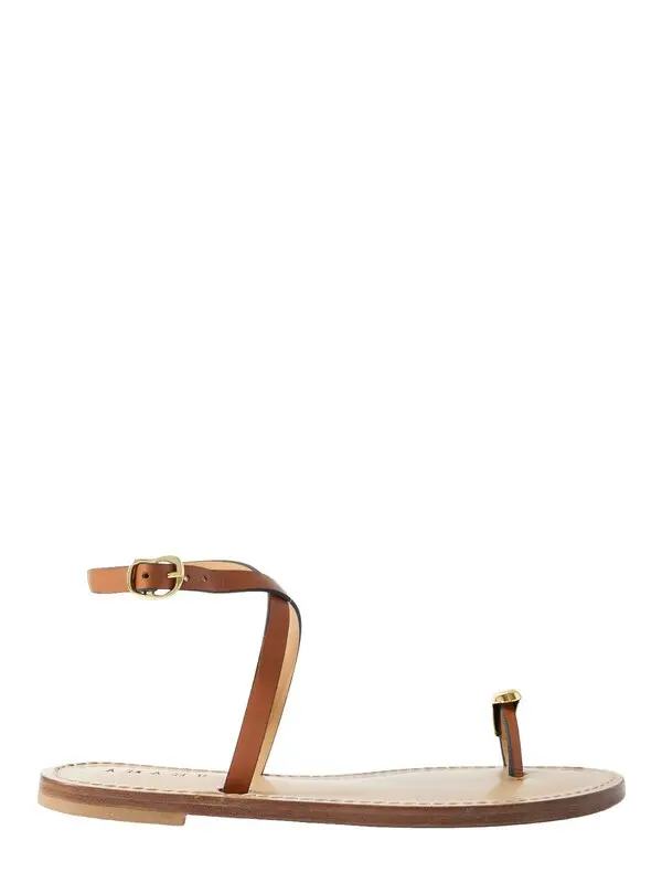 AMANU The Kigali Embellished Leather Sandals - Brown