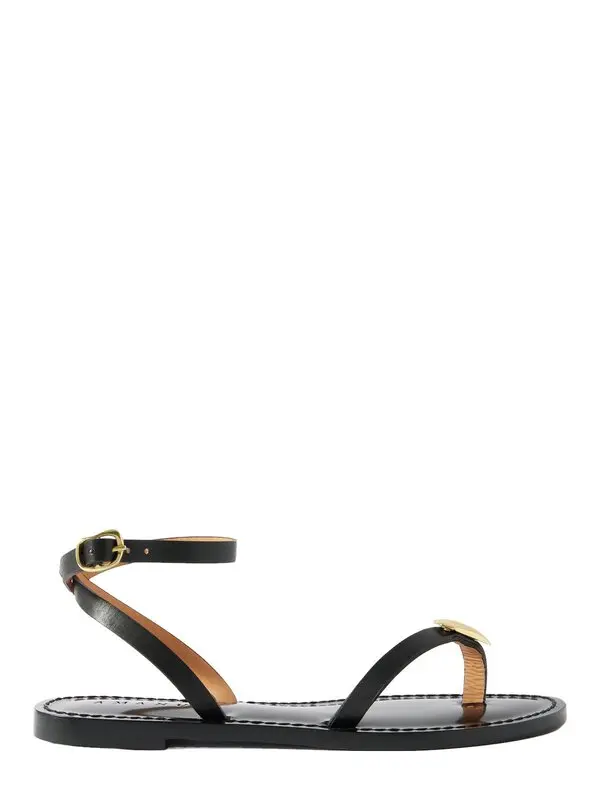 AMANU The Senegal Embellished Leather Sandals - Black