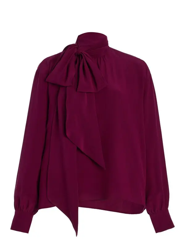 Prada Silk Tie-neck Blouse - Purple