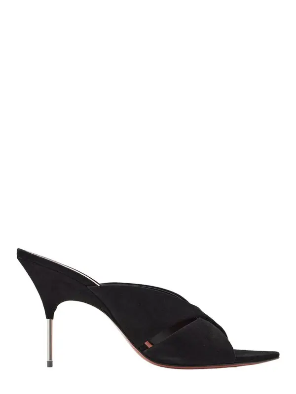 Amina Muaddi Samantha Suede Stiletto Sandals - Black