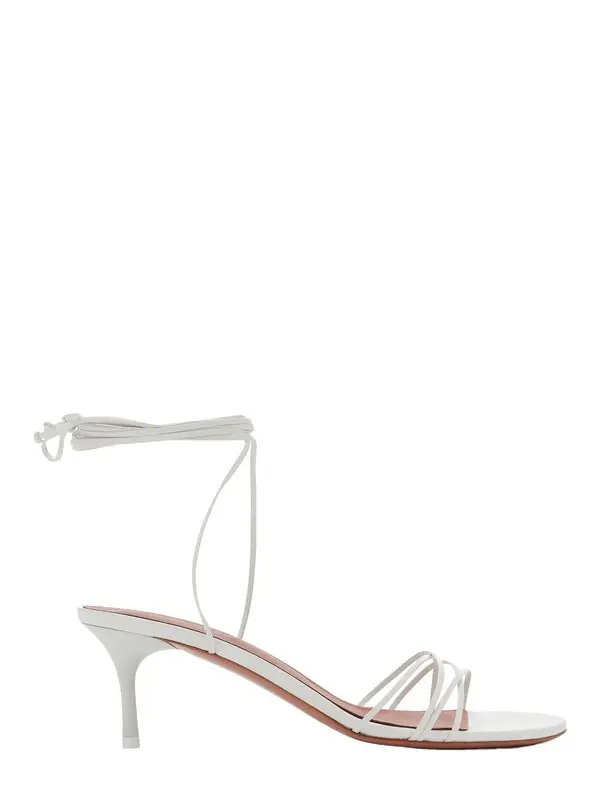 Amina Muaddi Lori Lace-up Leather Sandals - White