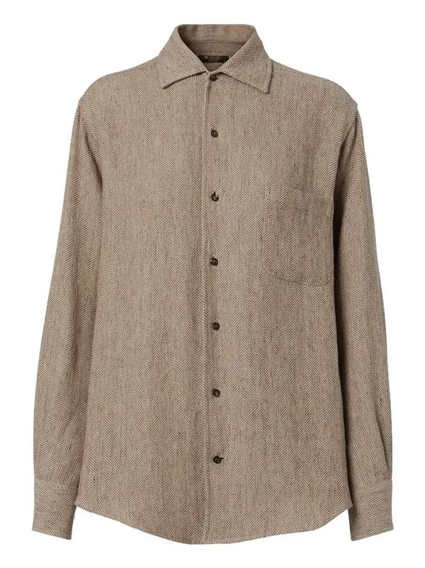 Loro Piana André Chevron Linen Crêpe Shirt - Brown