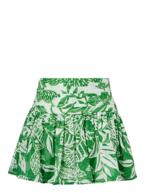 Poupette St Barth Colleen Floral Cotton Miniskirt - Green