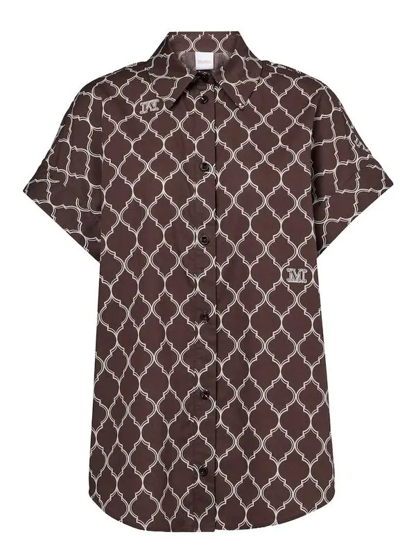 Max Mara Sponda Printed Cotton Poplin Shirt - Brown