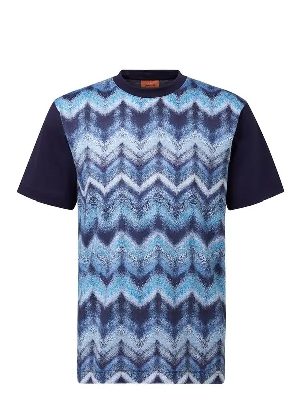 Missoni Zigzag Printed Cotton Jersey T-shirt - Blue