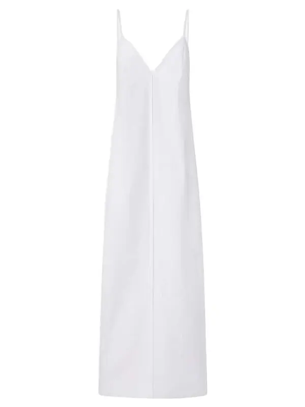 Khaite Tulula Silk Poplin Slip Dress - White