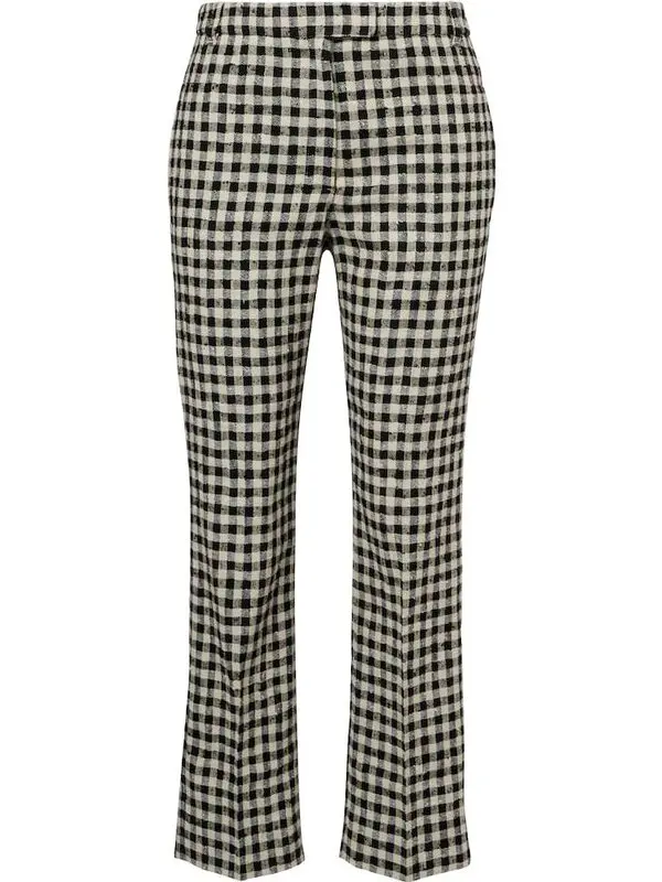 Max Mara Daisy Gingham Cropped Pants - Beige