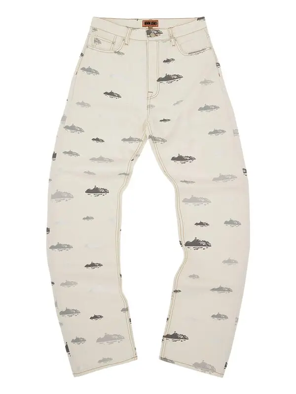CORTEIZ Alcatraz Pattern Denim Jeans - White