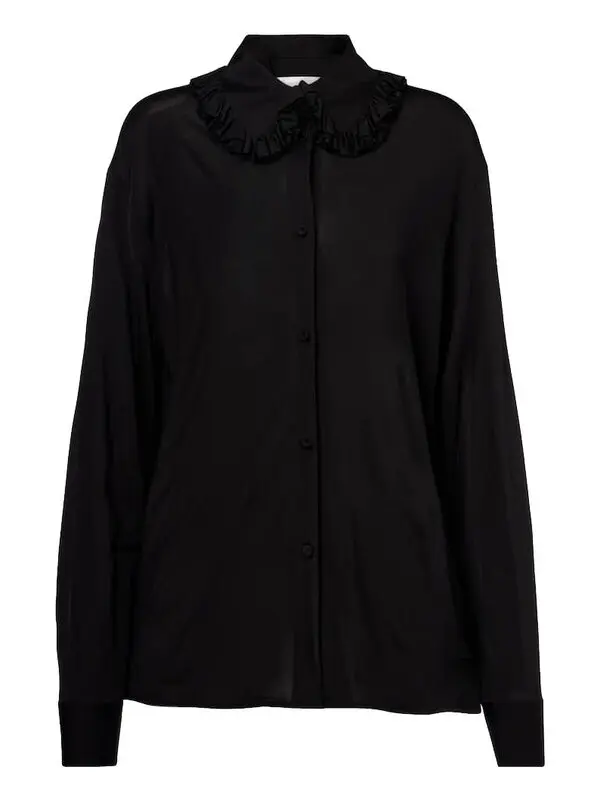 JIL SANDER Ruffled Viscose Blouse - Black