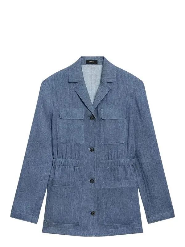 Theory Cinched Denim Jacket - Lt Denm