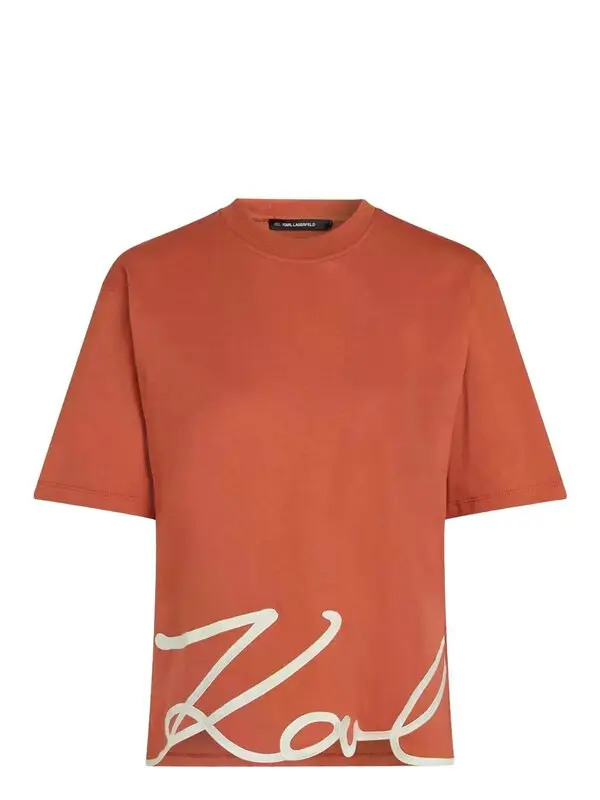 Karl Lagerfeld Signature-hem T-shirt - Orange