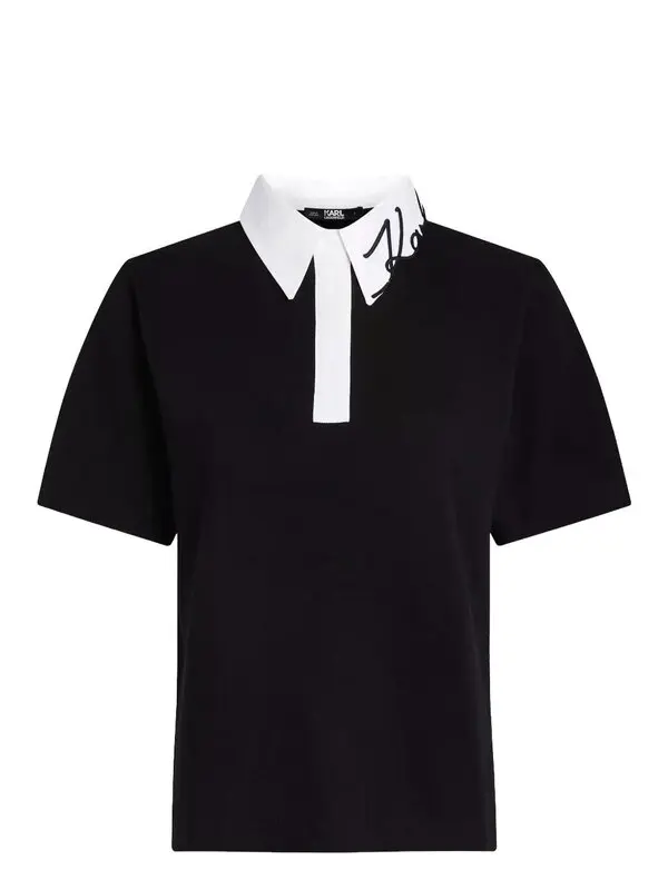 Karl Lagerfeld Organic Cotton Polo Top - Black