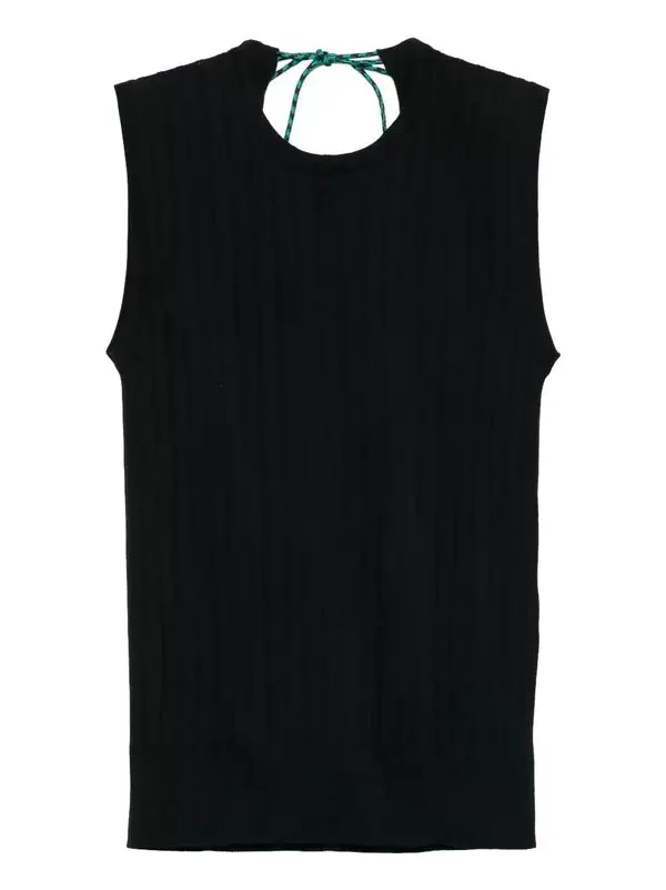 Plan C Ribbed Tank Top - Black