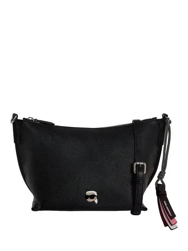 Karl Lagerfeld Ikon Pin Leather Crossbody Bag - Black