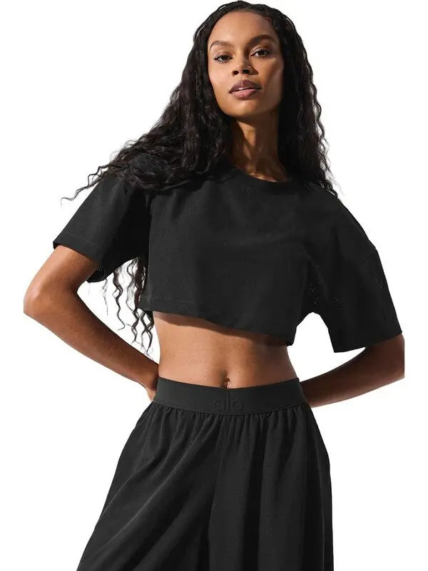 Alo Yoga Mesh Cropped T-shirt - Black