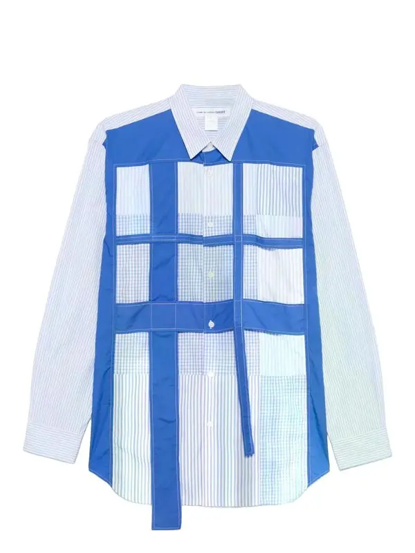 Comme Des Garçons Patchwork Striped Shirt - Blue