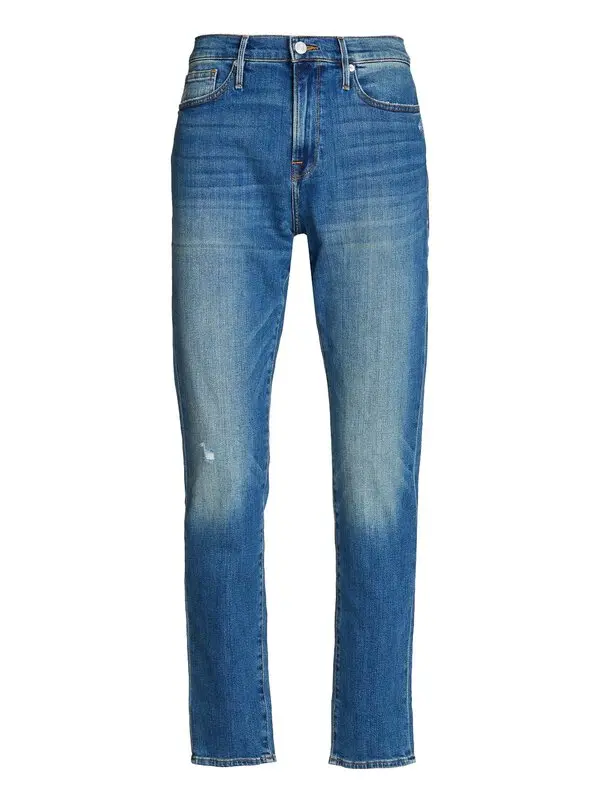 FRAME L'homme Slimfit Distressed Denim Jeans - Mid Denim