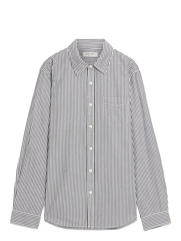 ALEX MILL Mill Striped Cottonpoplin Shirt - Charcoal